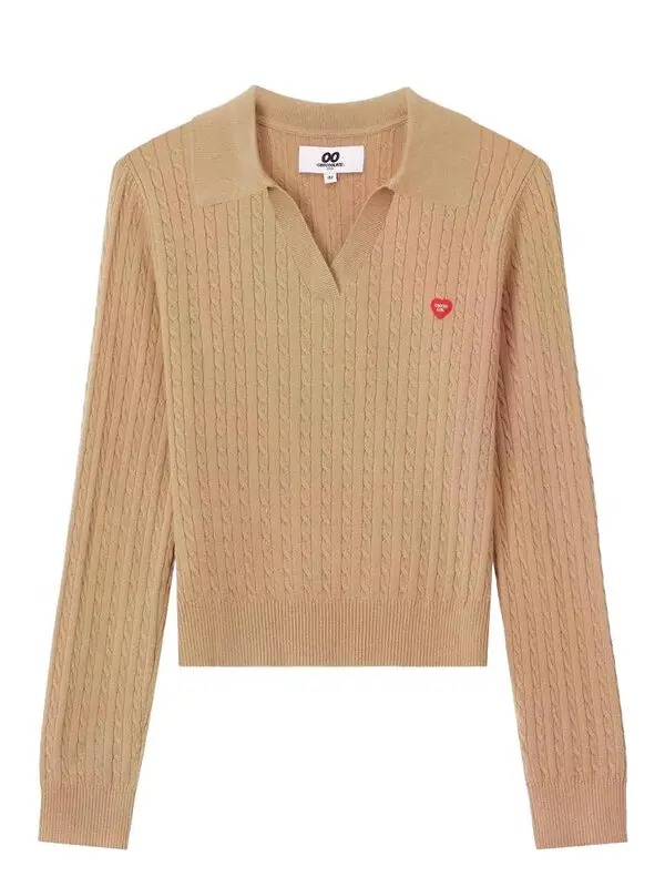 CHOCOOLATE Cable-knit Heart-patch Sweater - Neutrals