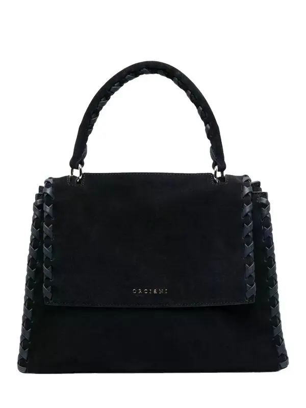 Orciani Braided-trim Suede Tote Bag - Black