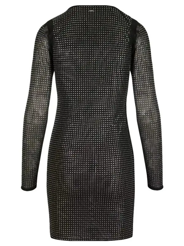 Dkny Stud-embellished Mesh Mini Dress - Black