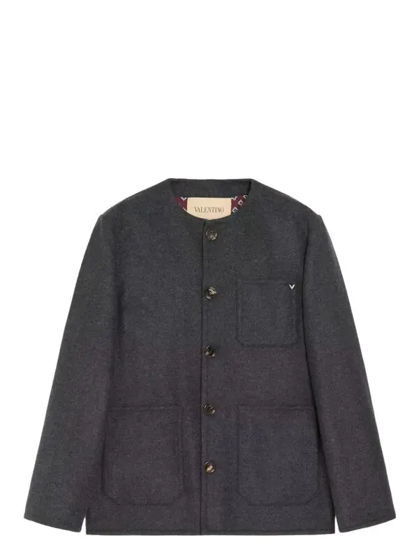 Valentino Garavani Vlogo Collarless Shirt - Grey