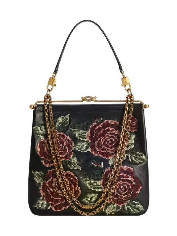 Dolce & Gabbana Dina Shoulder And Crossbody Bag With Fine Stitch Embroidery - Black