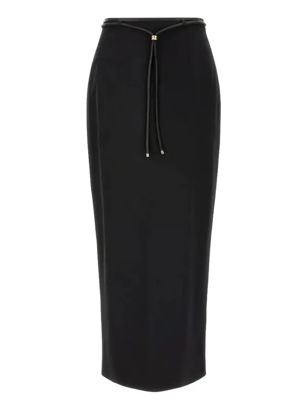 Agnona Belted High-waisted Midi Skirt - Black