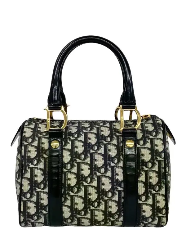 Dior 2000-2010 Mini Diorissimo Trotter Canvas Boston Bag - Black