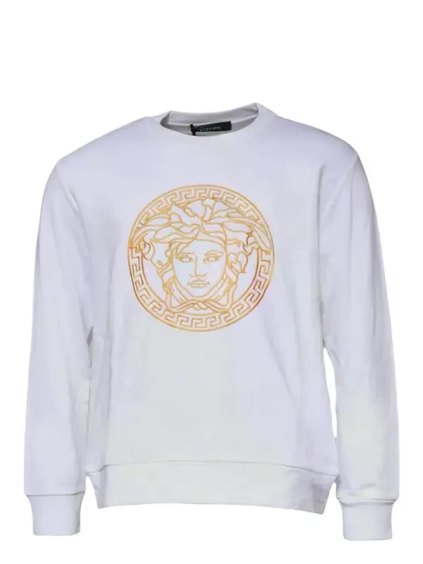 Versace Medusa-embroidered Crew-neck Sweater - White