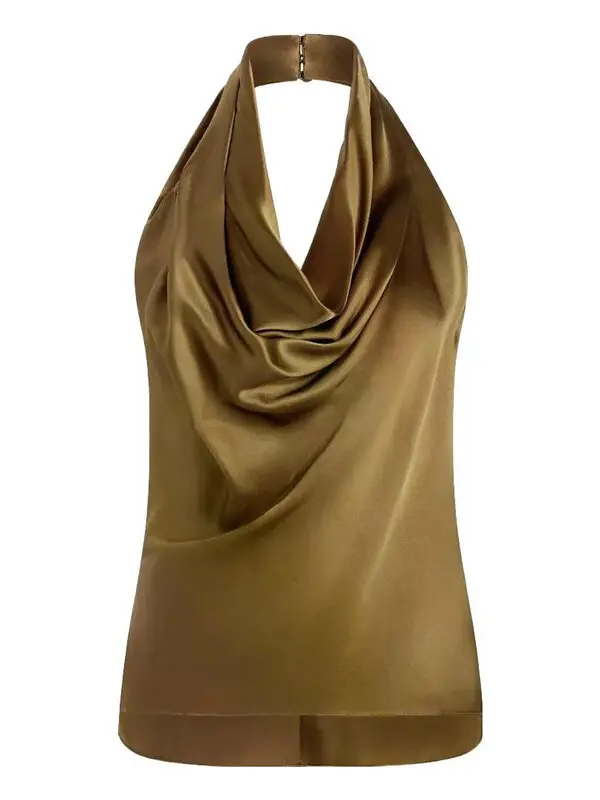 Adam Lippes Cusette Silk Halter-neck Top - Brown
