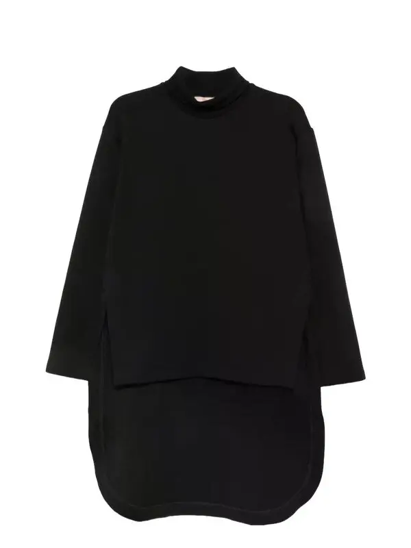 Plan C High-low Side-slit Sweatshirt - Black