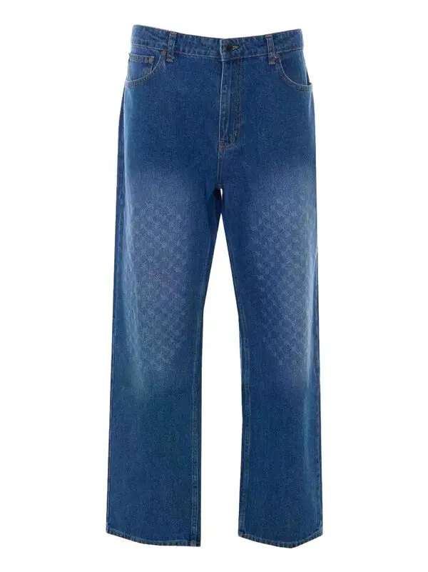 DAILY PAPER Monogram-pattern Wide-leg Jeans - Blue