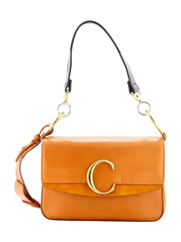 Chloé C Double Carry Bag Leather Small Crossbody Bag - Brown