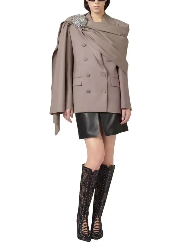 Giuseppe Di Morabito Crystal-embellished Draped Jacket - Brown