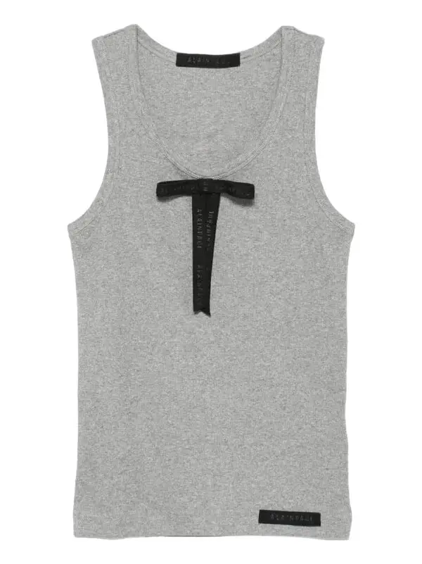 ALAINPAUL Bow-detail Ribbed Top - Grey