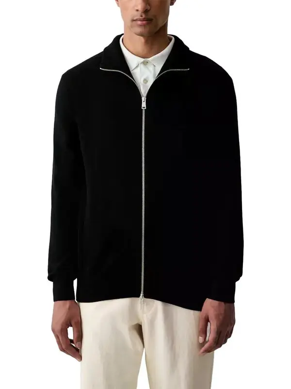Marc O'polo Zip-up Ribbed-trim Cardigan - Black