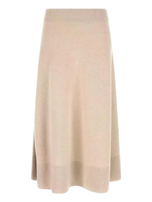 Agnona Knitted Flared Cashmere Midi Skirt - Neutrals