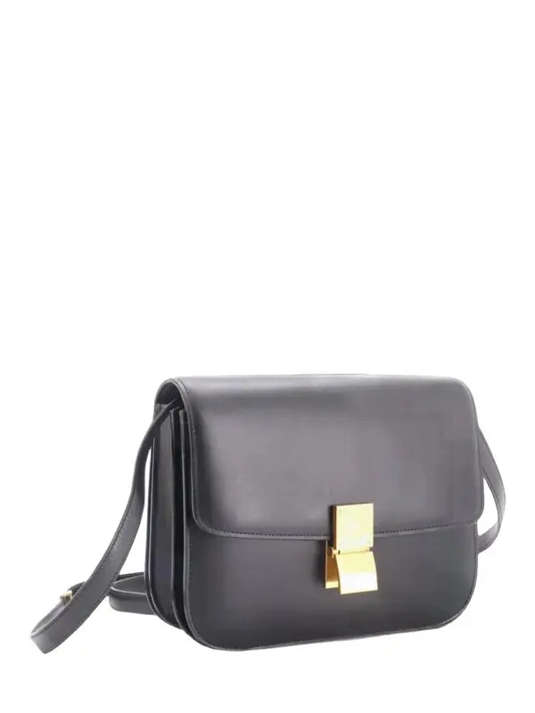Celine Classic Box Bag Smooth Leather Medium Crossbody Bag - Black