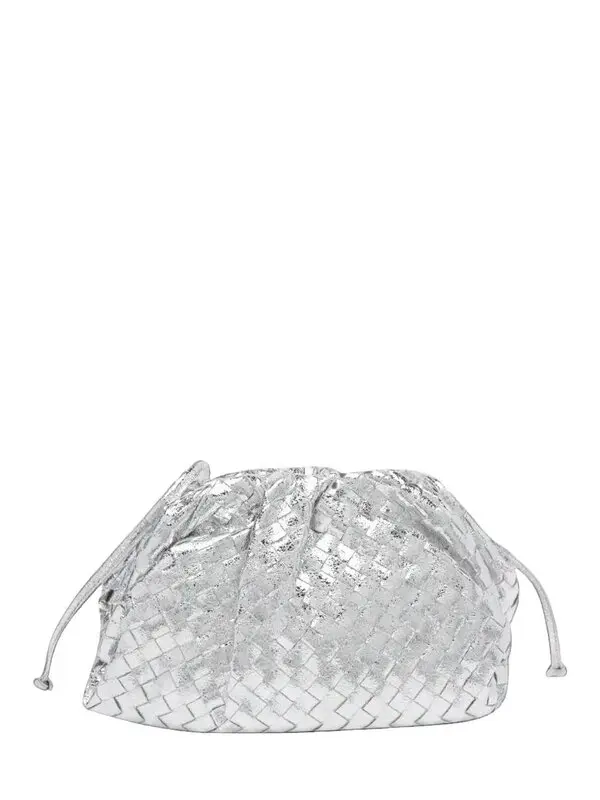 LA CARRIE Woven Leather Shoulder Bag - Silver