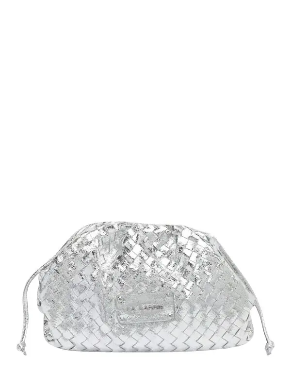 LA CARRIE Woven Leather Shoulder Bag - Silver