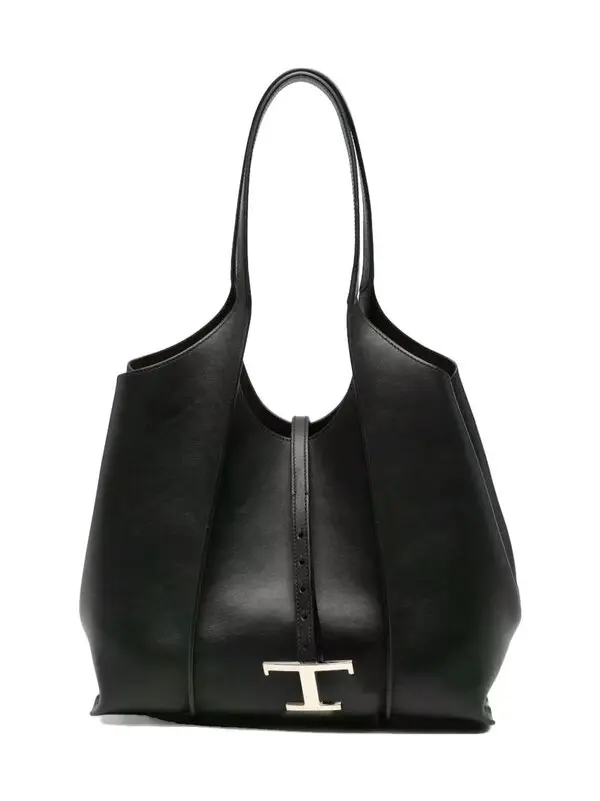 TOD'S T Timeless Leather Tote Bag - Black