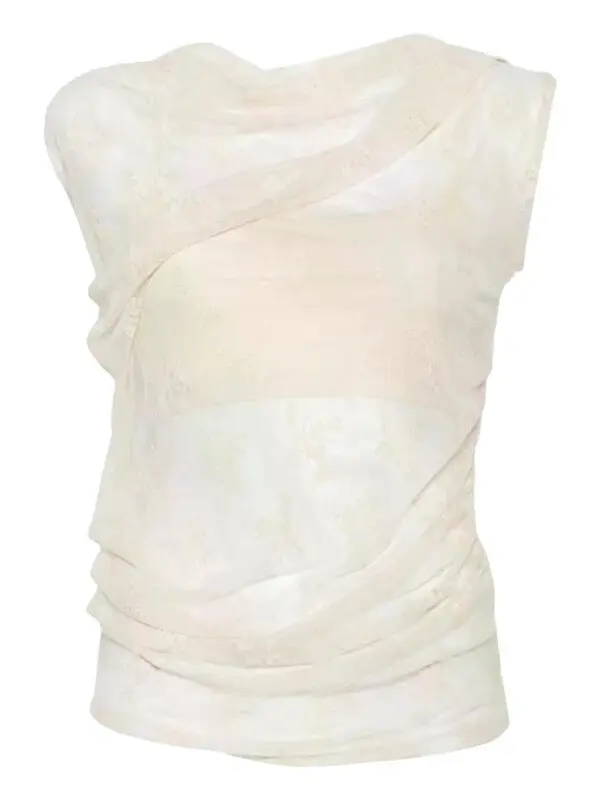 Imperial Floral-lace Draped Top - Neutrals