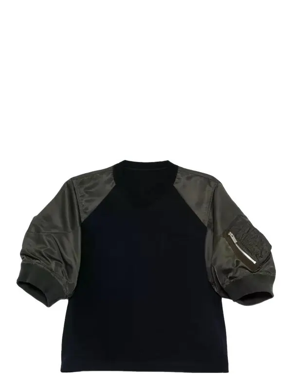 Sacai Panelled Puff-sleeve T-shirt - Black