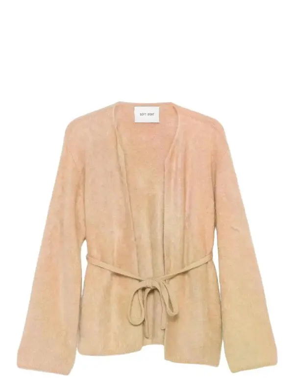 Soft Goat Brushed Wrap Cardigan - Neutrals