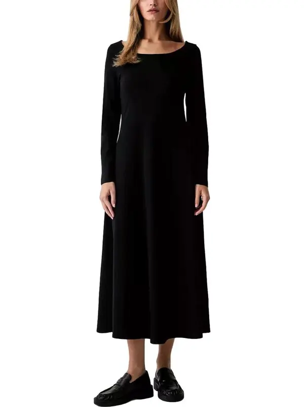 Marc O'polo Long-sleeve Jersey Midi Dress - Black