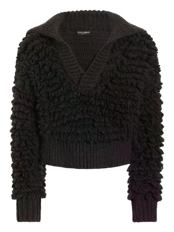 Dolce & Gabbana Fur-effect Wool Pullover - Brown