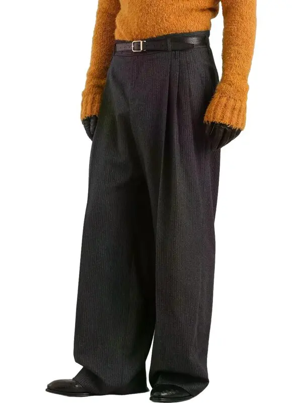 Dolce & Gabbana Mouliné Striped Flannel Trousers - Grey