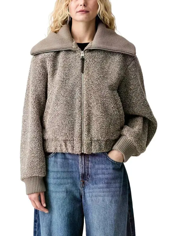 Marc O'polo Brushed-effect Zip-up Jacket - Brown
