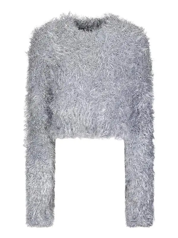 Junya Watanabe Metallic-effect Eyelash-knit Sweater - Silver