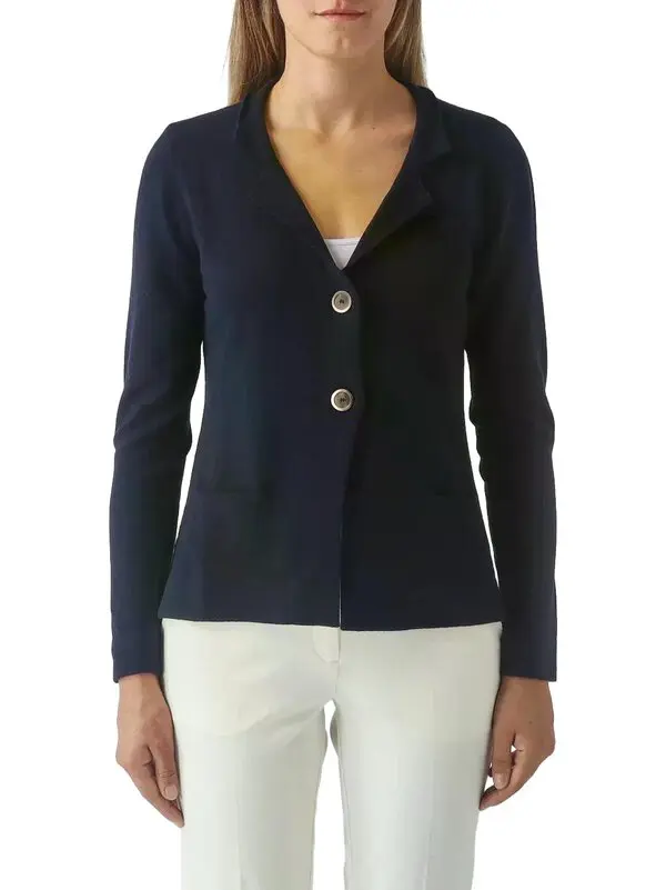 GRAN SASSO Button-fastening Knitted Jacket - Blue