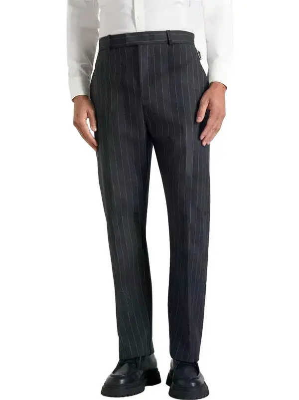 Manière De Voir Joseph In Dark Regular Fit Pinstripe Wool-blend Trousers - Grey