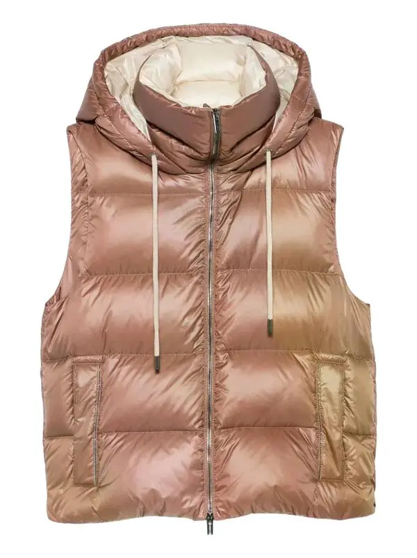 Peserico Quilted Hooded Puffer Gilet - Pink