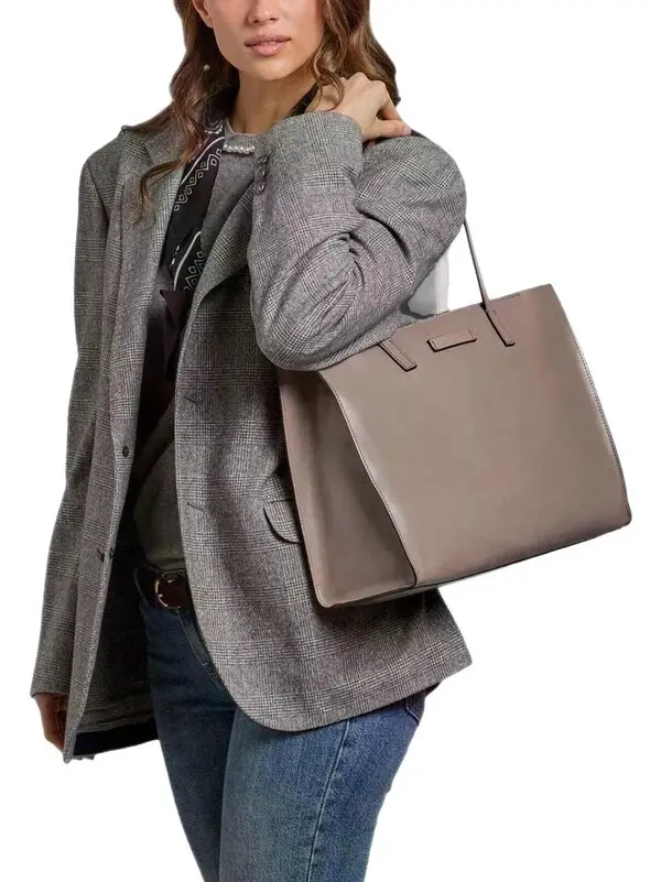THE BRIDGE Logo-plaque Leather Tote Bag - Neutrals