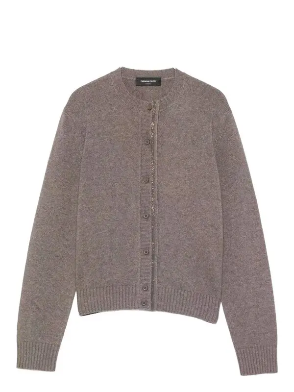 Fabiana Filippi Beaded-trim Knitted Cardigan - Grey