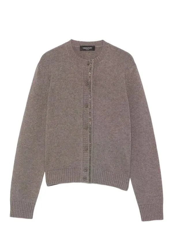 Fabiana Filippi Beaded-trim Knitted Cardigan - Grey
