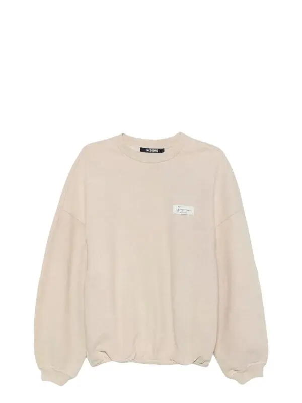Jacquemus Logo-patch Drop-shoulder Sweater - Neutrals