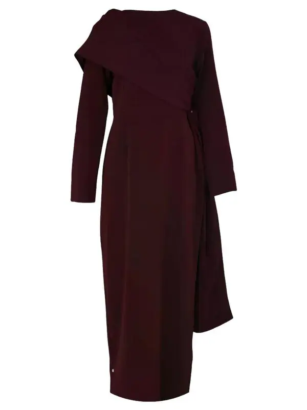 LOODYANA Pleated Wrap-around Maxi Dress - Red