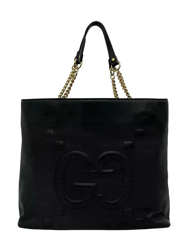 Gucci 2016-2026 Gg Embossed Calfskin Apollo Tote Bag - Black