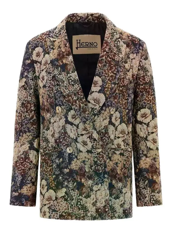 Herno Floral-motif Jacquard Blazer - Blue