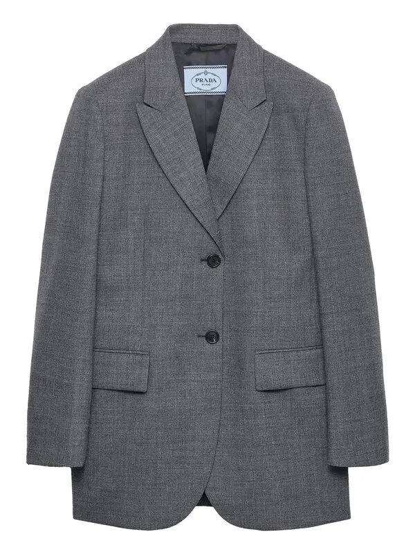 Prada Single-breasted Mélange Hopsack Blazer - Grey