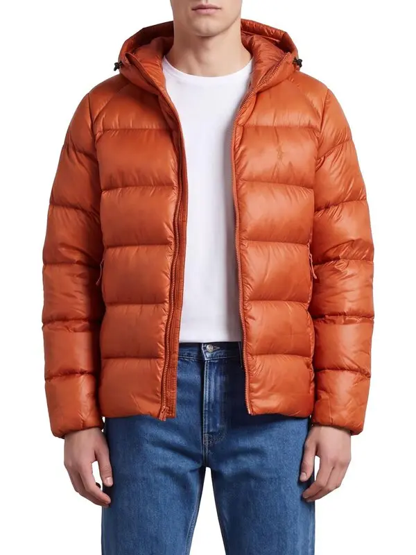 Polo Ralph Lauren Recycled Nylon Puffer Jacket With Hood And Pony Logo - Yellow