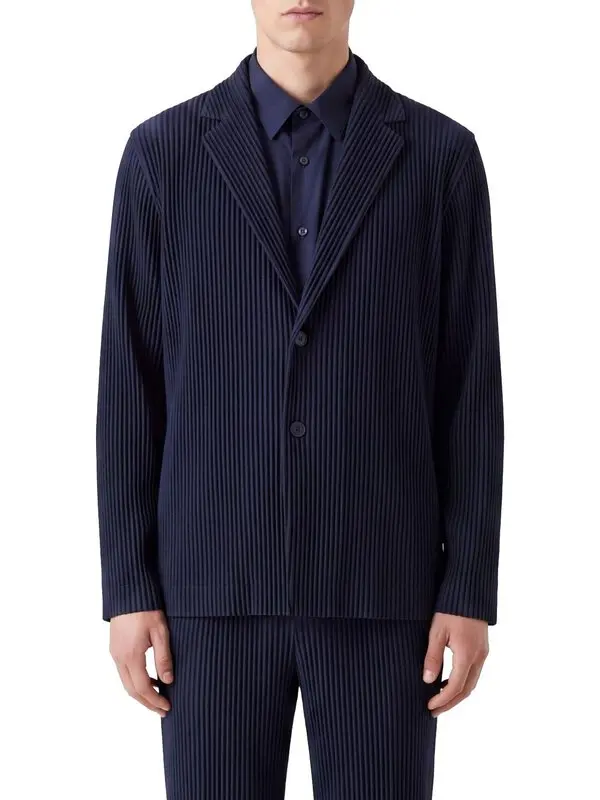 Issey Miyake Single-breasted Plissé Blazer Homme Plissé In Technical Fabric - Blue