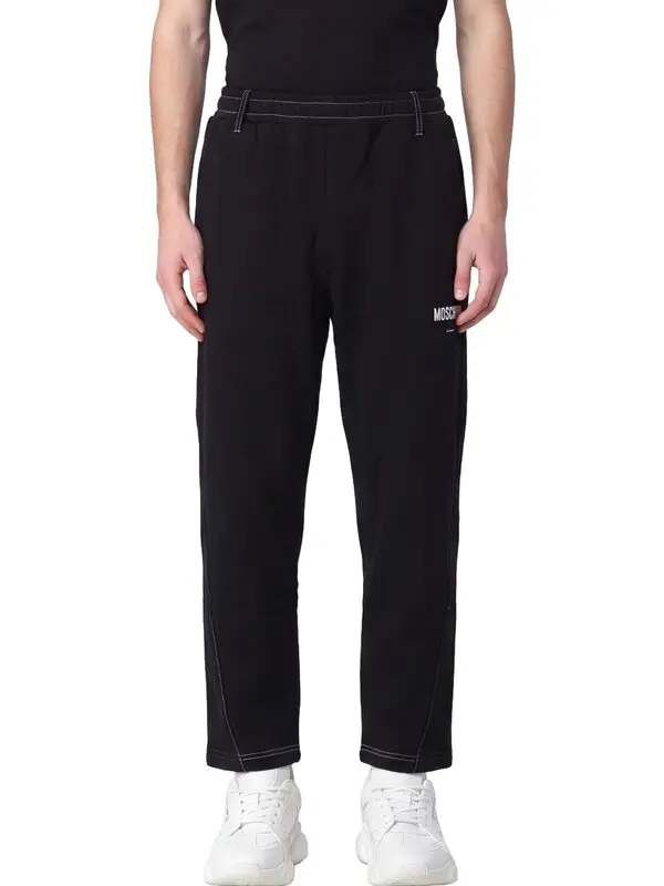 Moschino Cotton Jogging Pants With Contrast Printed Logo - Black