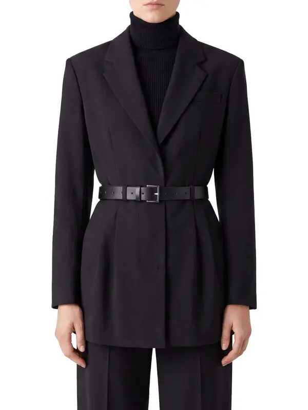 DONDUP Belted Wool Blend Blazer Jumpsuit - Black