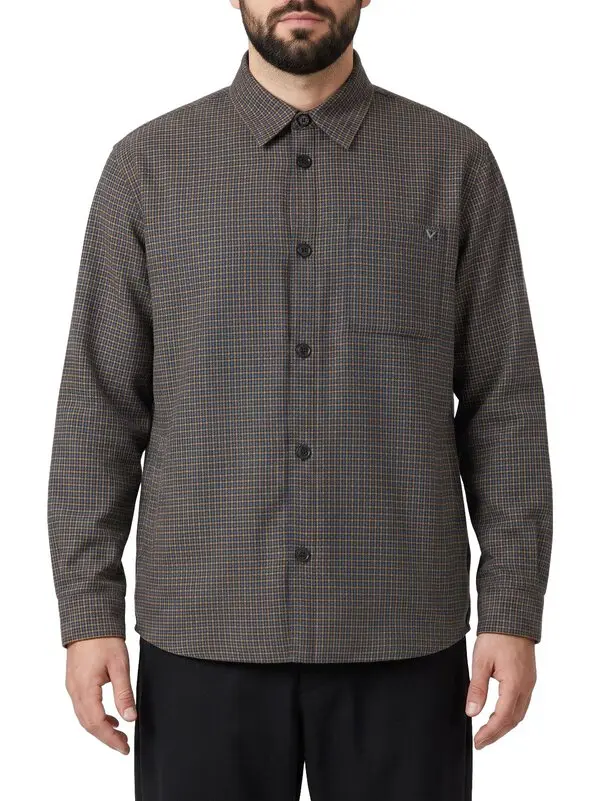 Valentino Garavani Vlogo Signature Check Wool Shirt Jacket - Brown
