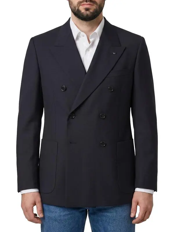 Valentino Garavani Elegant Double-breasted Blazer With Peak Lapels - Blue