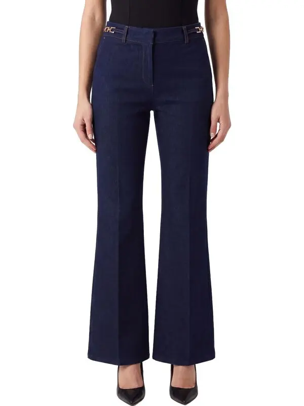 Liu Jo Mid-rise Flared Jeans In Wool Blend Denim - Blue