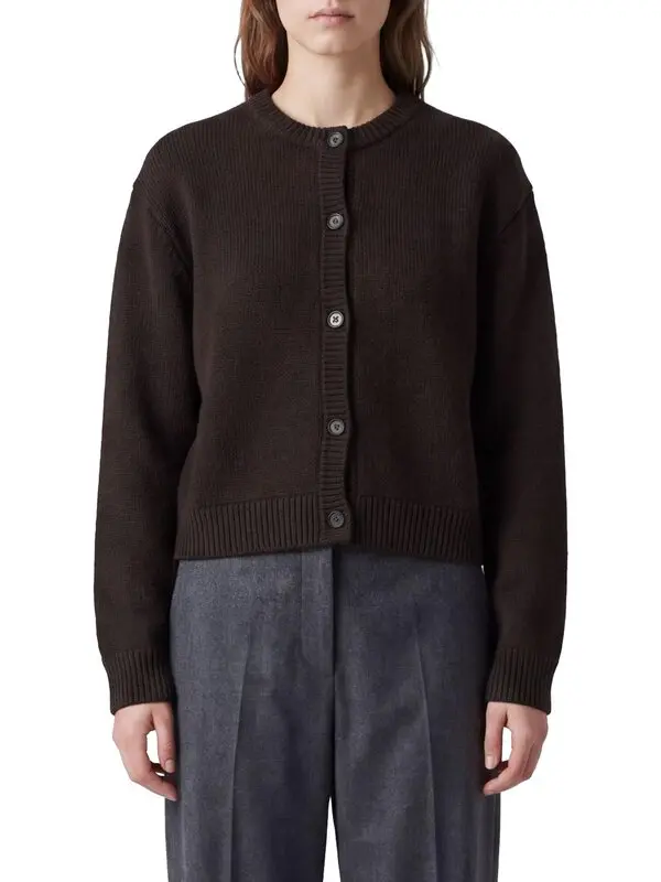 LISA YANG Pure Cashmere Crewneck Cardigan With Button Closure - Brown
