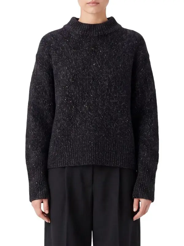 LISA YANG Cashmere Blend Crewneck Sweater With Dropped Shoulders - Grey