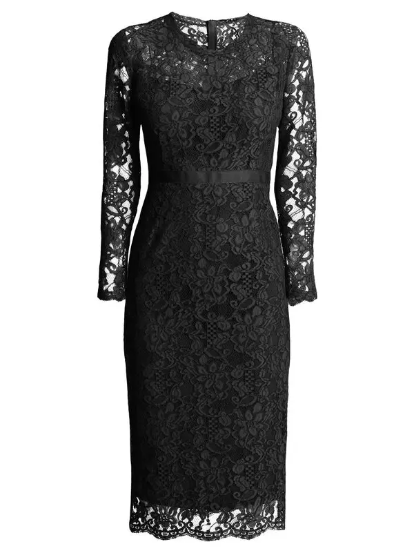 RUMOUR LONDON Chiara Long Sleeve Lace Dress - Black