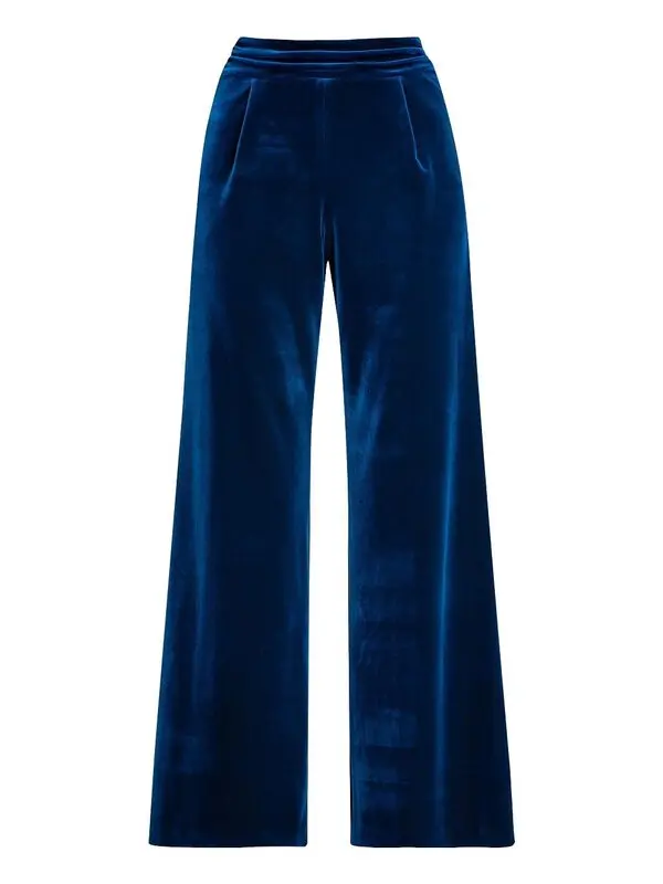 RUMOUR LONDON Avery Velvet Wide-leg Trousers In Royal - Blue